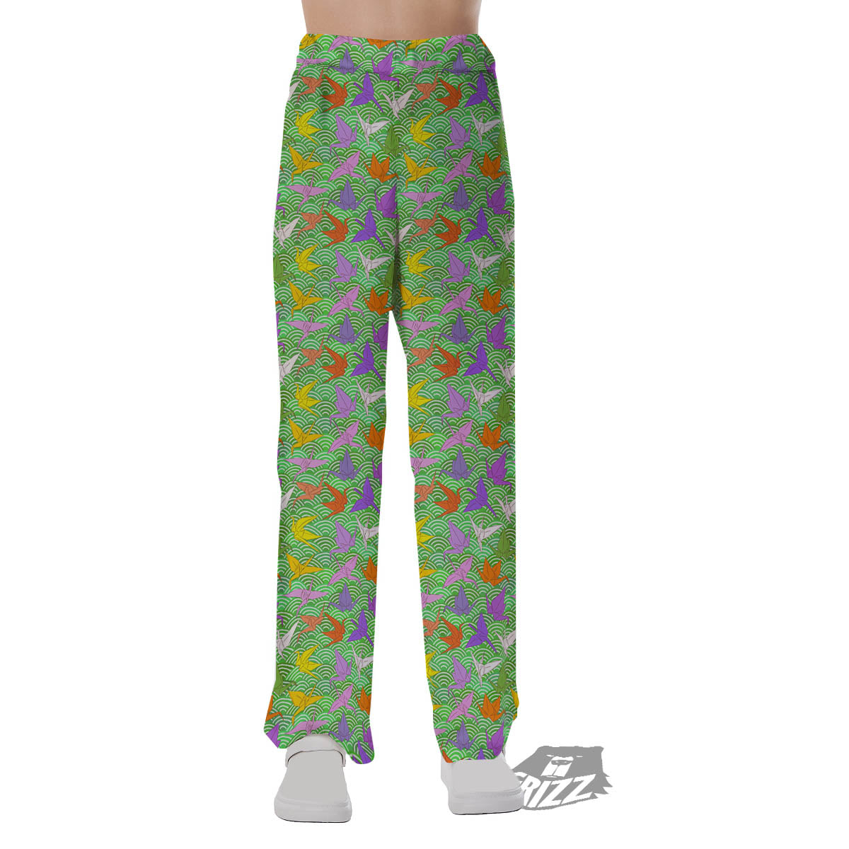 Origami Bird Colorful Print Pattern Pajama Pants