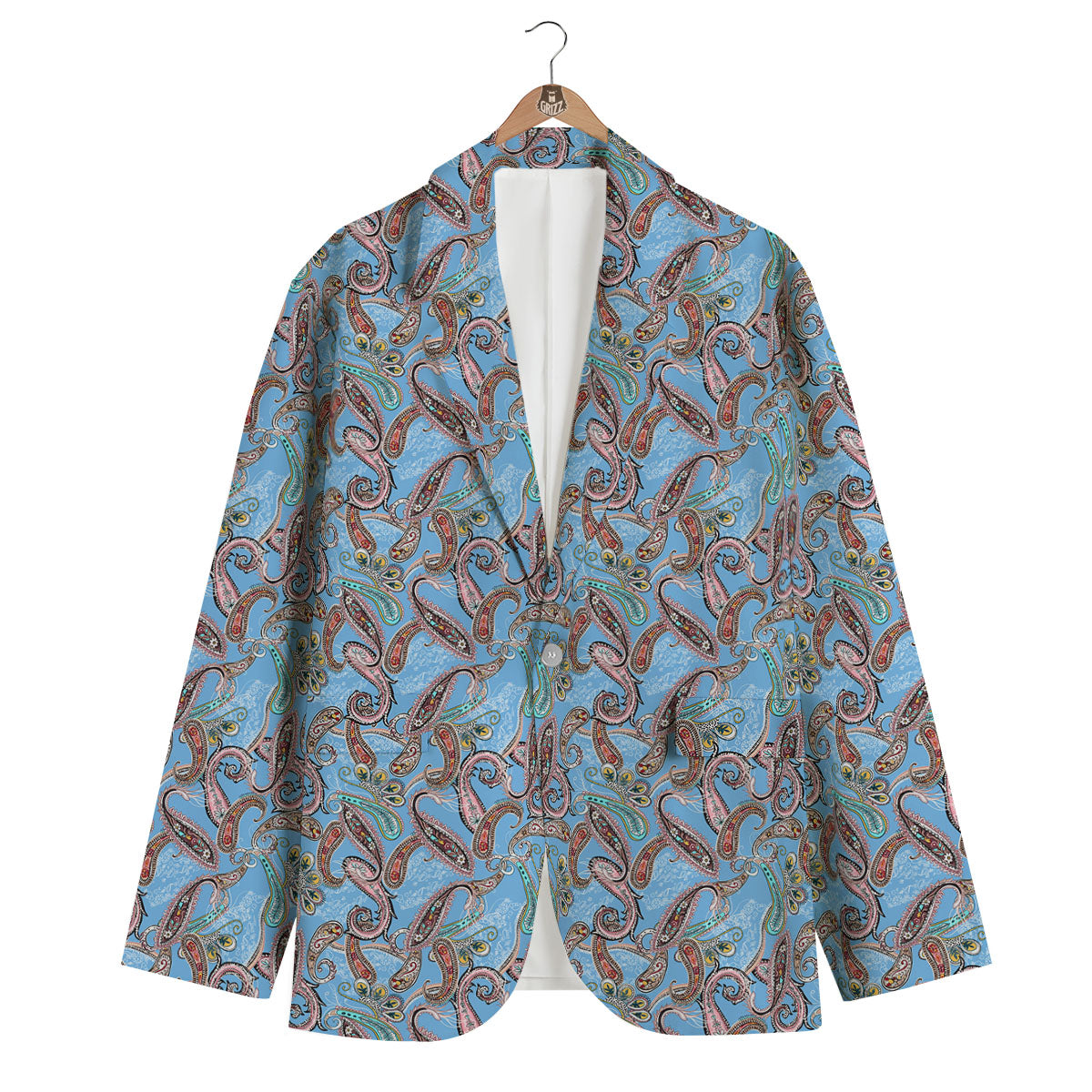 Paisley Bohemian Blue Sky Print Pattern Men's Blazer