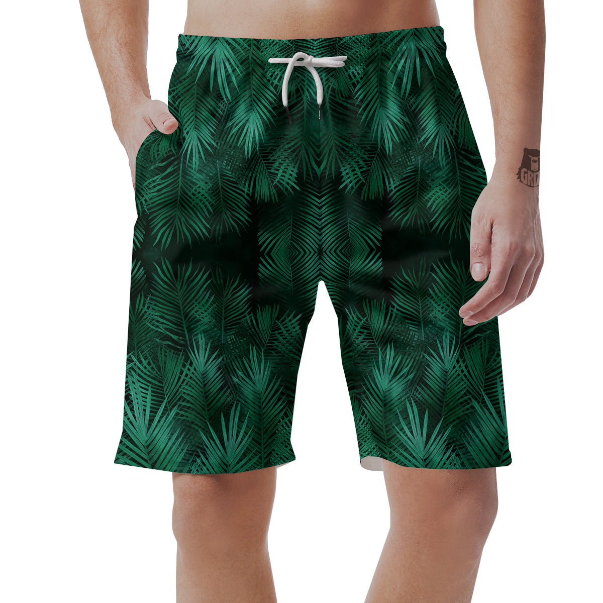 Palm Leaf Tropical Print Pattern Men's Shorts