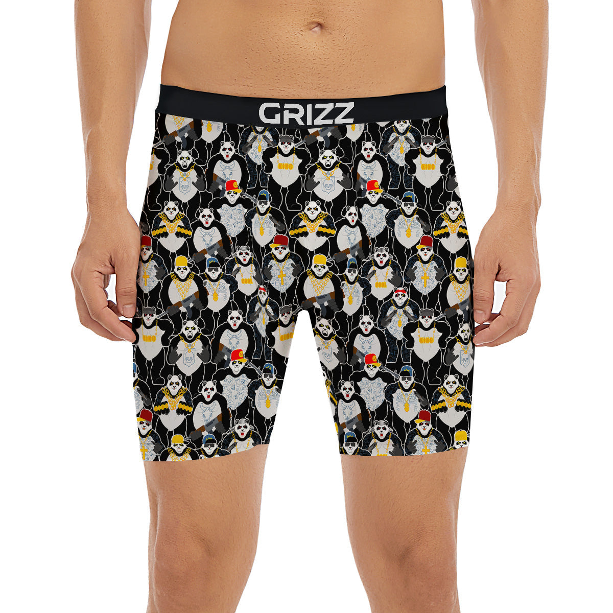 Panda Gangster Gang Print Pattern Boxer Briefs