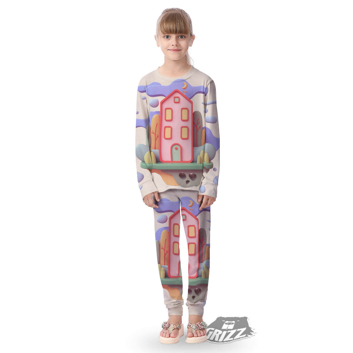 Pastel Modern House Print Kid's Pajamas
