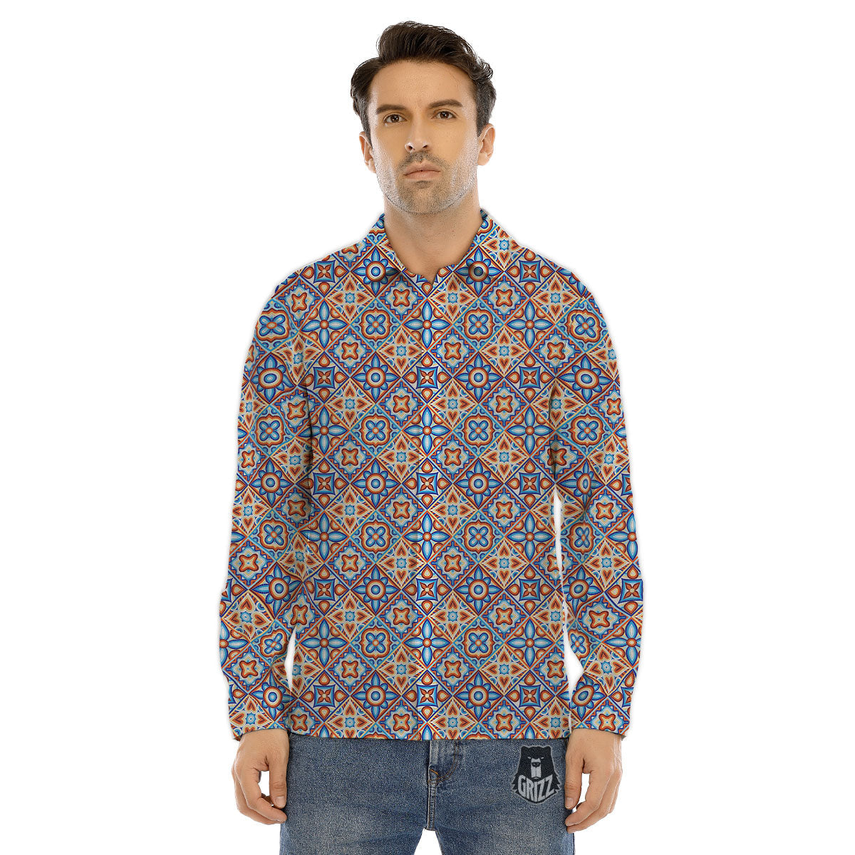 Patchwork Mosaic Print Pattern Men's Dress Shirts