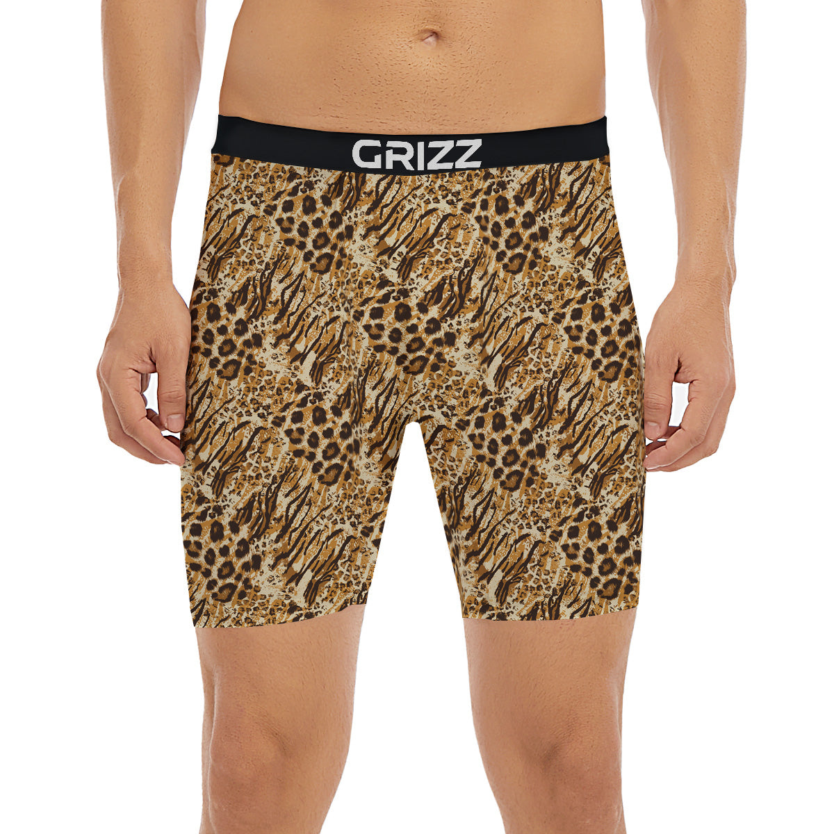 Patchwork Tiger Skin Print Pattern Boxer Briefs
