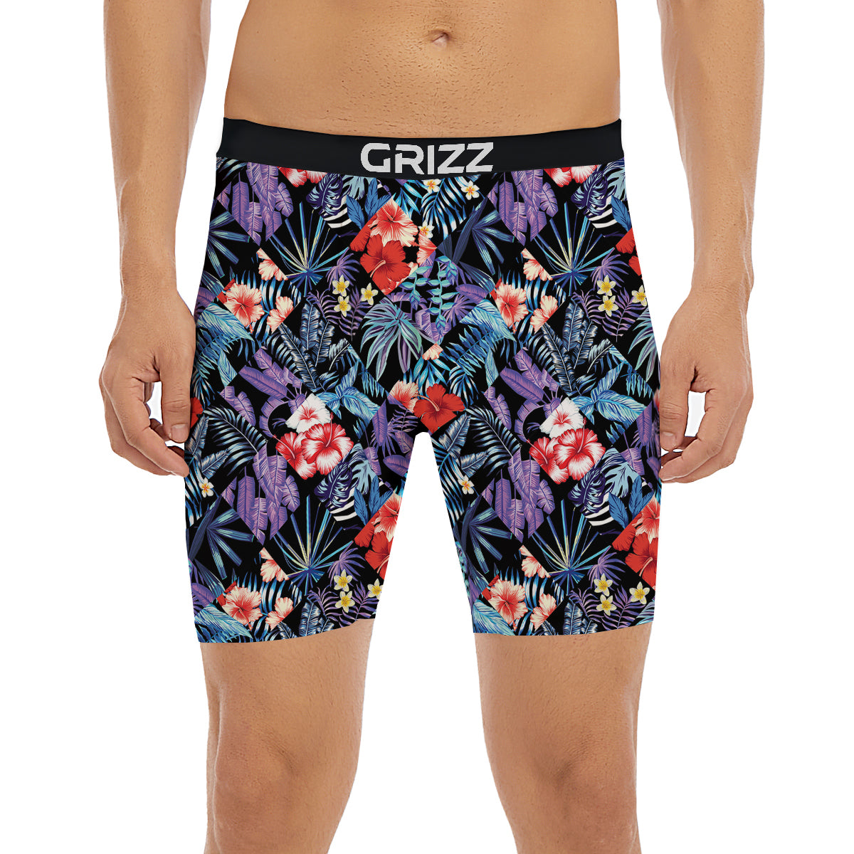 Patchwork Tropical Watercolor Print Pattern Boxer Briefs