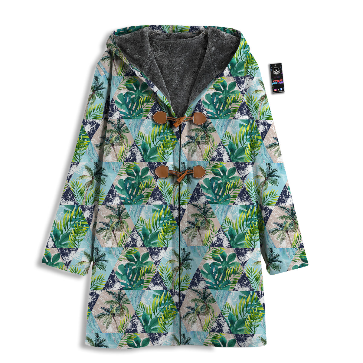 Patchwork Watercolor Tropical Leaves Print Pattern Men's Windbreaker Jacket