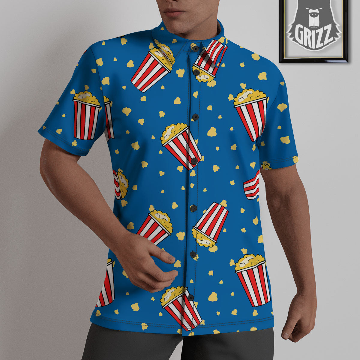 Pattern Popcorn Print Untucked Shirts