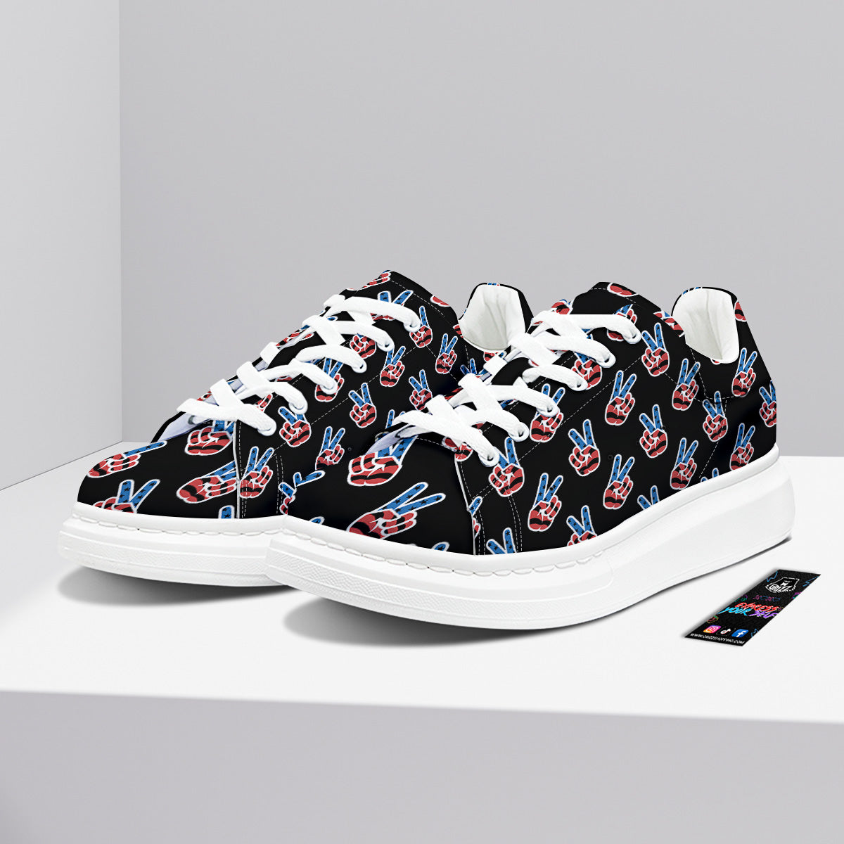Peace Sign American Patriotic Print Pattern Platform Shoes
