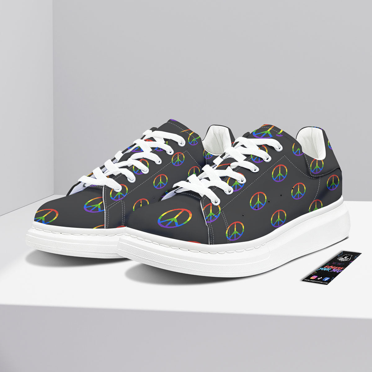 Peace Sign Rainbow LGBT Print Pattern Platform Shoes