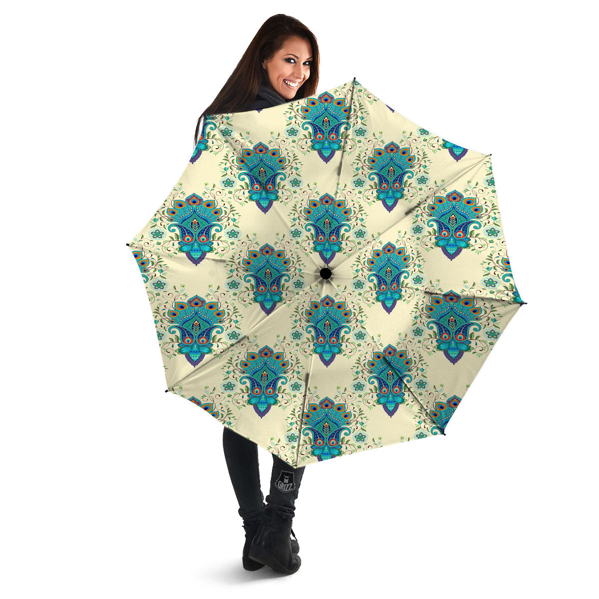 Peacock Feather Vintage Print Pattern Umbrella