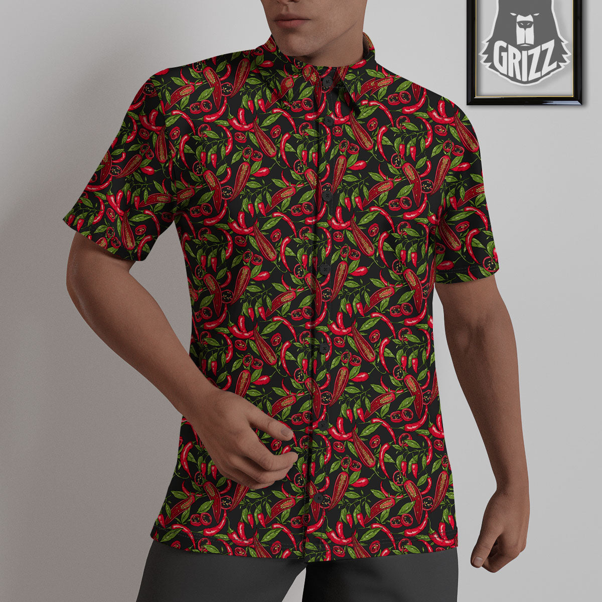 Peppers Hot Chili Print Pattern Untucked Shirts
