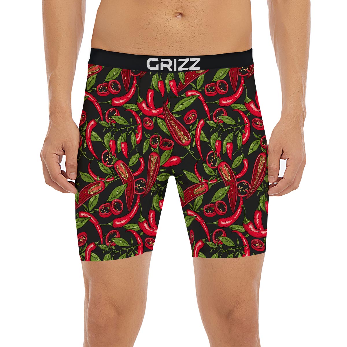 Peppers Red Chili Print Pattern Boxer Briefs