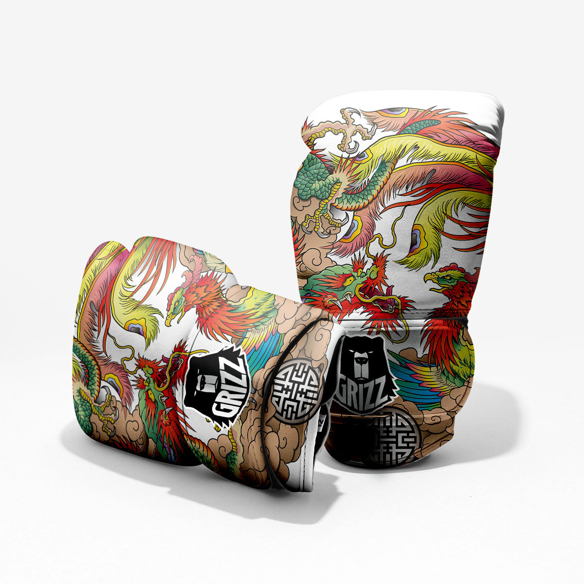 Phoenix And Dragon Japanese Tattoo Print Pro Boxing Glove
