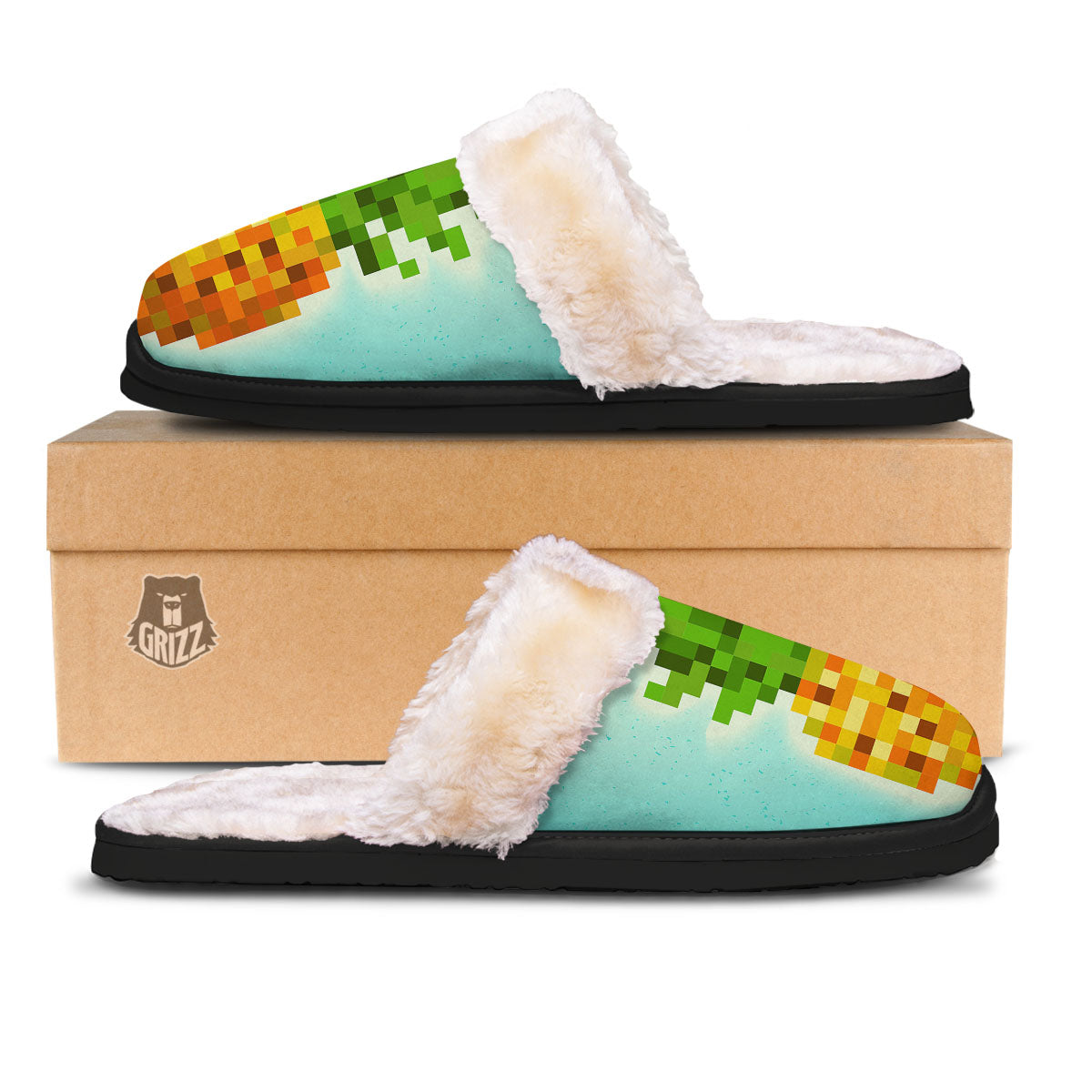 Pineapple 8-Bit Pixel Print Slippers