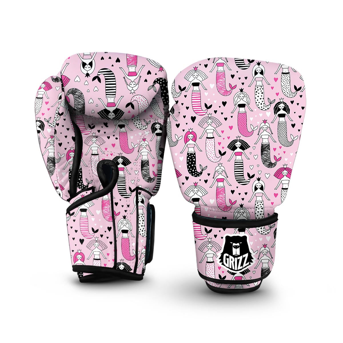 Pink Girly Mermaid Teal Scales Boxing Gloves