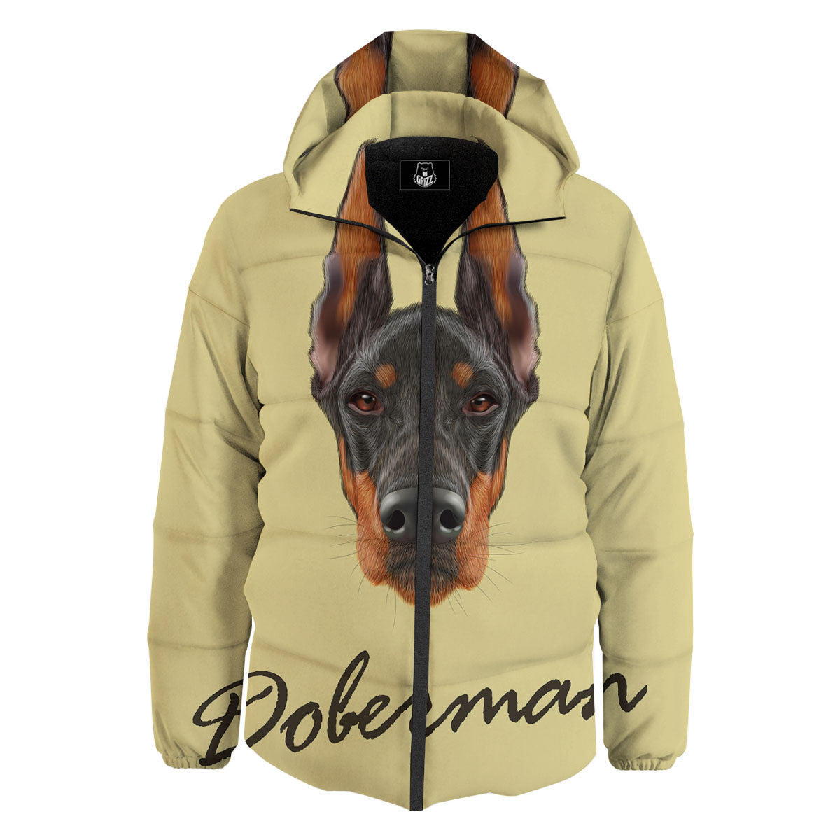 Pinscher Doberman Print Down Jacket