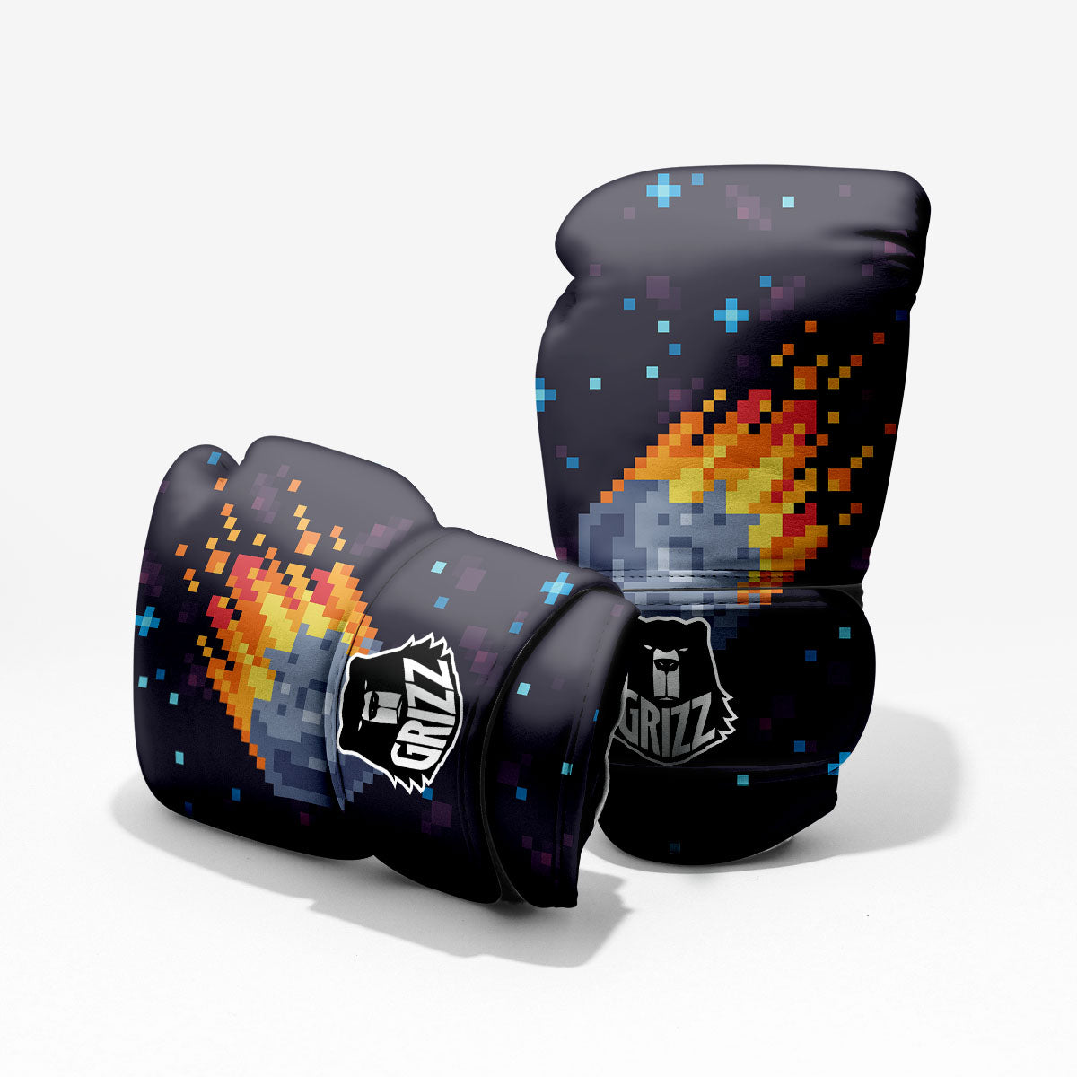 Pixel 8 Bit Meteorite Burnning Print Pro Boxing Glove