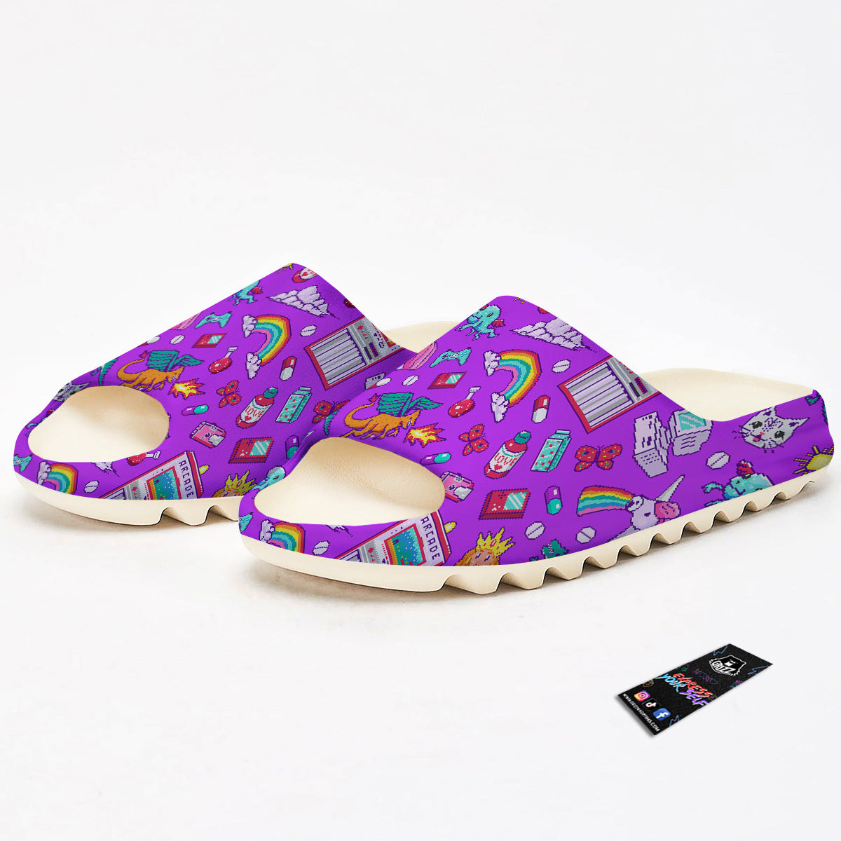 Pixel Art 8 Bit Pink Print Pattern Sandals