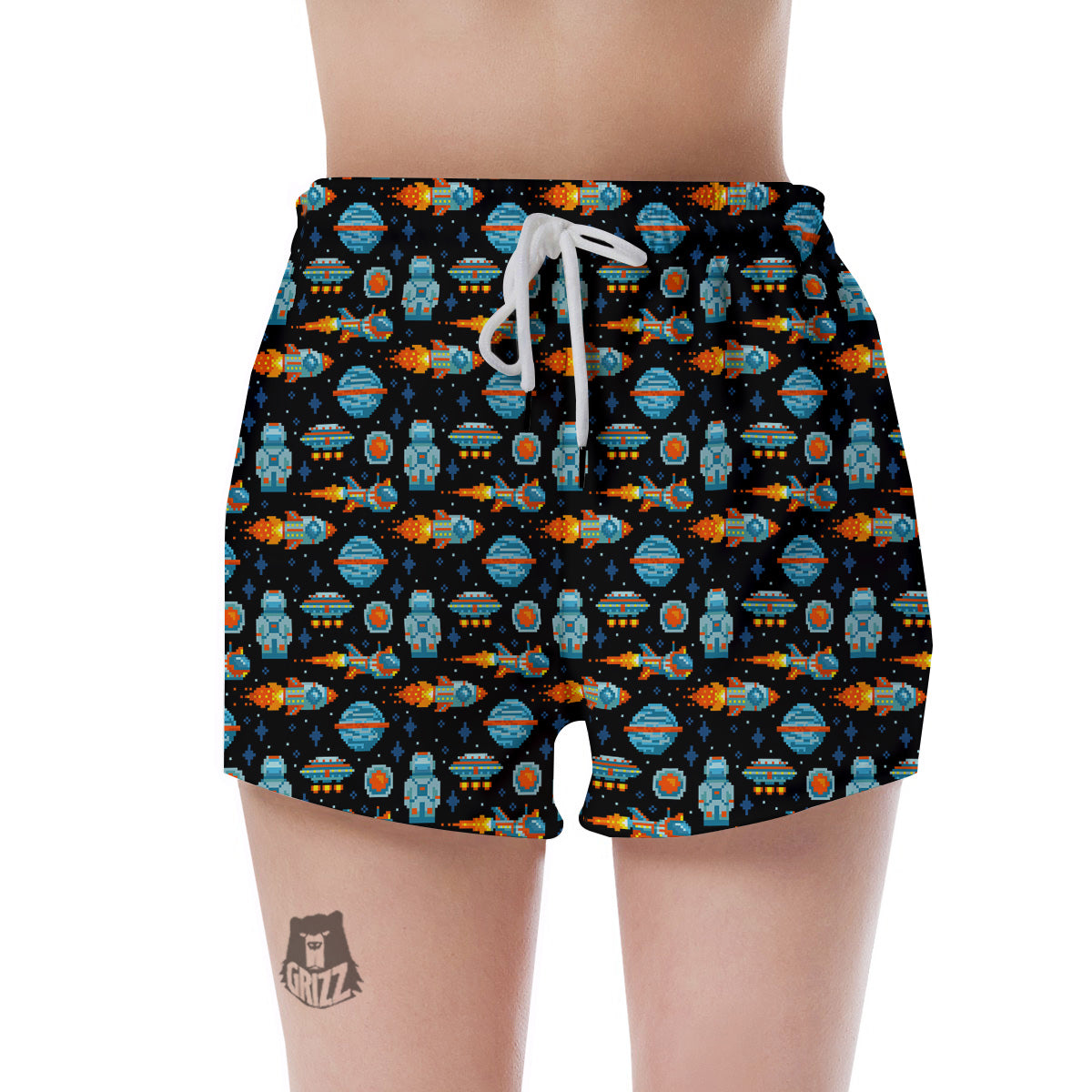 Pixel Art Space 8 Bit Print Pattern Women's Shorts – Grizzshopping