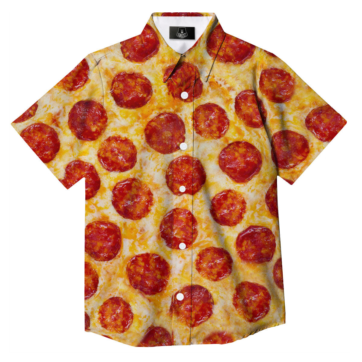 Pizza Pepperoni Print Button Up Shirt