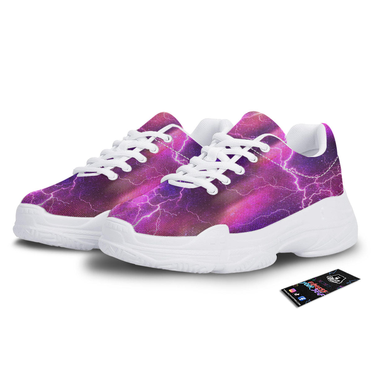 Plasma Lightning Print White Chunky Shoes