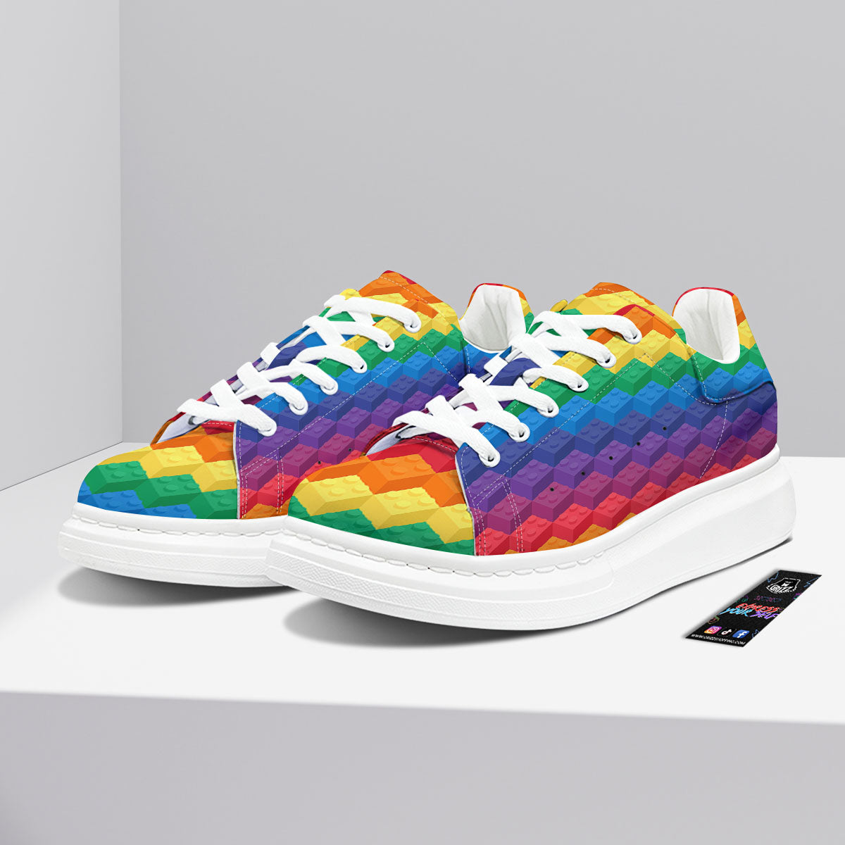 Plastic Blocks Building Print Pattern Platform Shoes