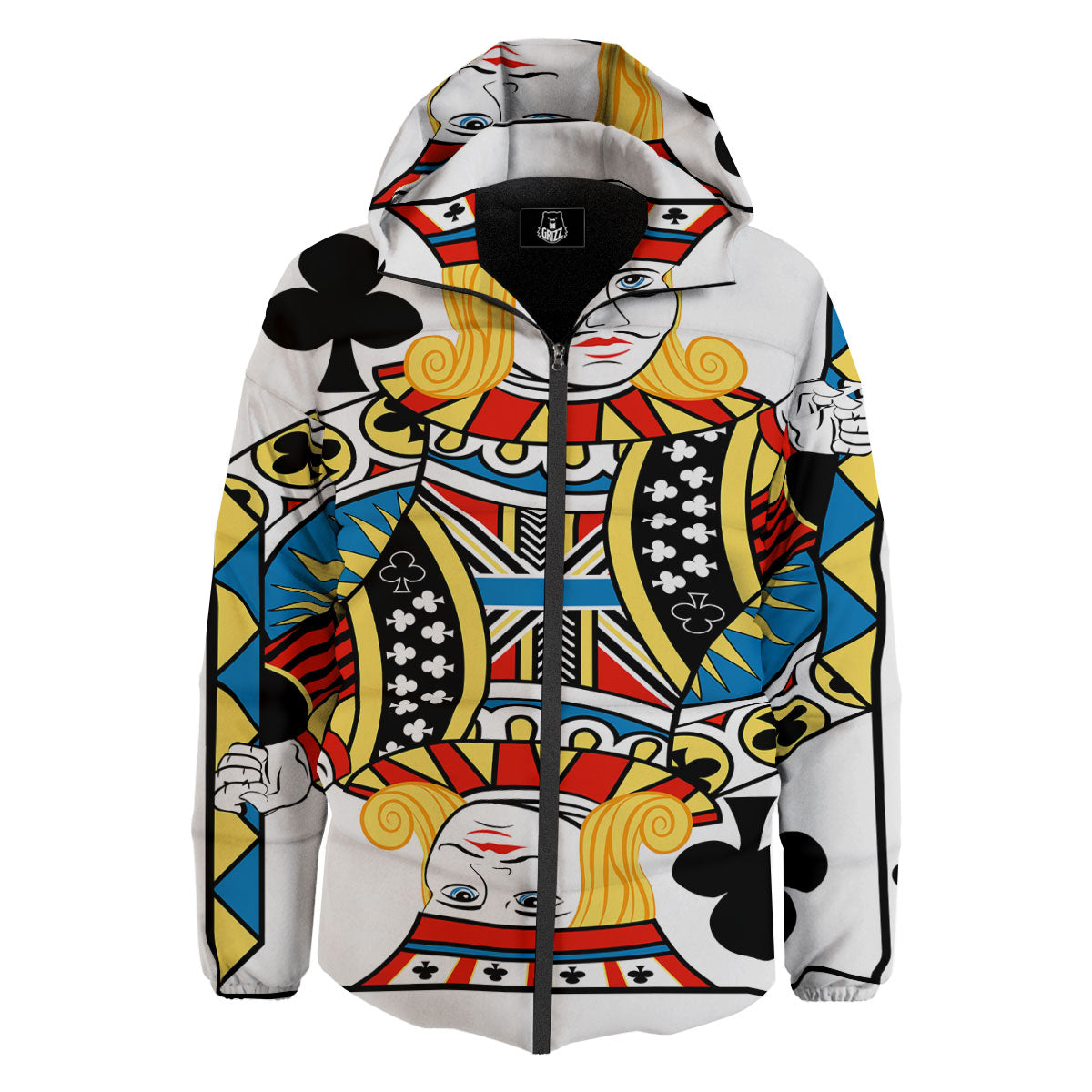 Playing Card Jack Of Clubs Print Down Jacket