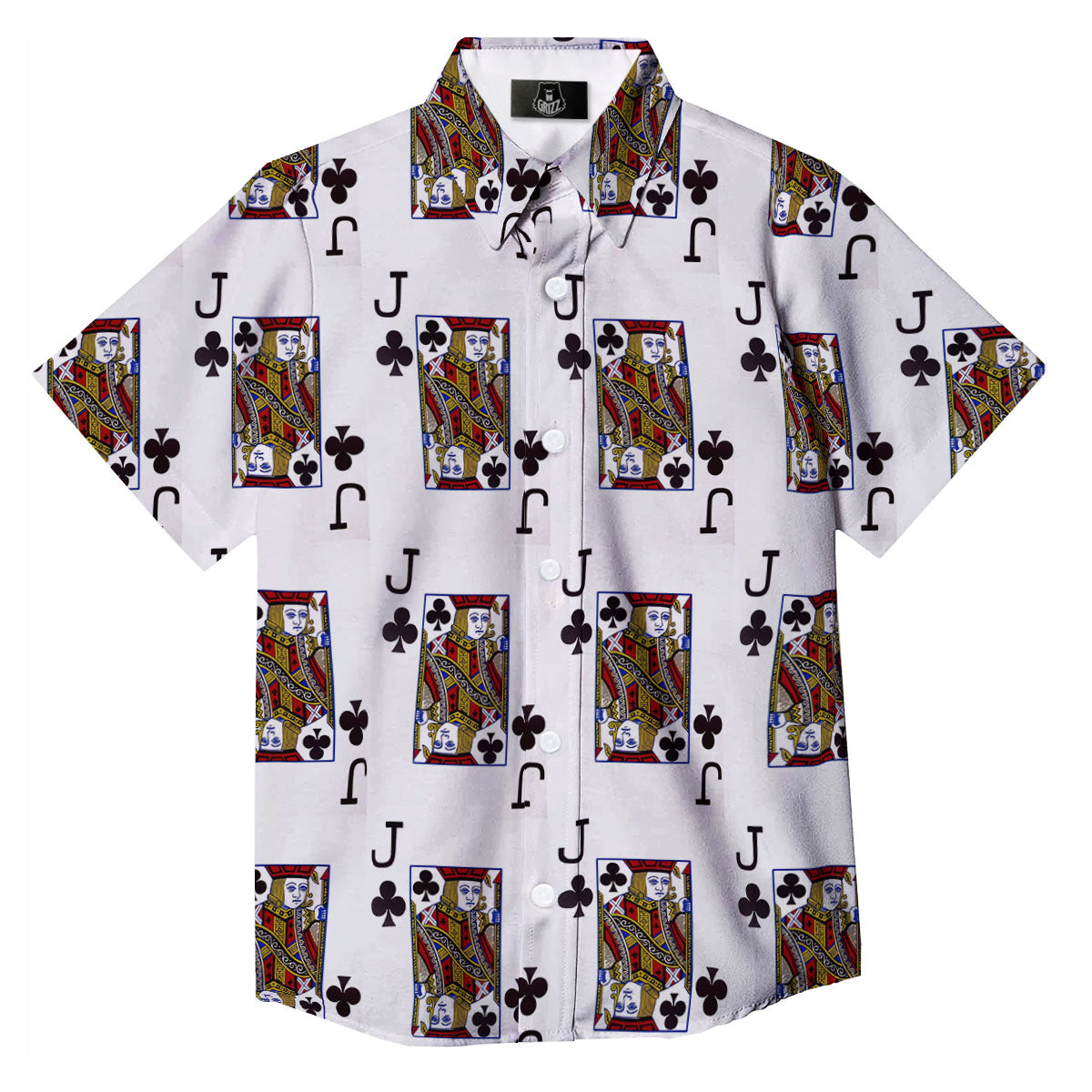 Playing Card Jack Of Clubs Print Pattern Button Up Shirt