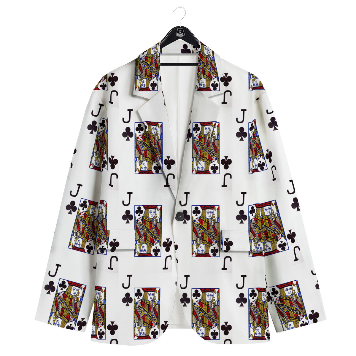 Playing Card Jack Of Clubs Print Pattern Men's Sport Coat