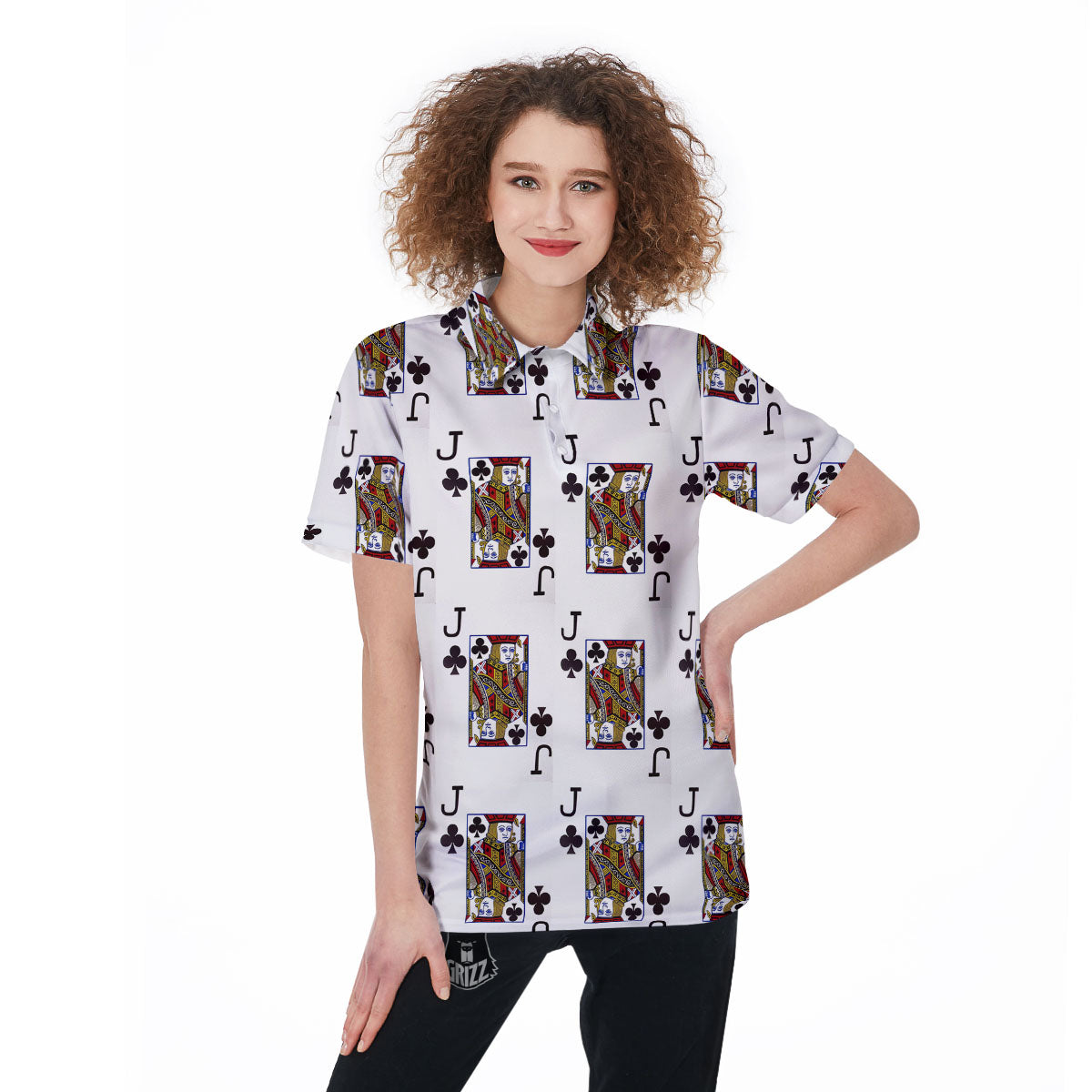 Playing Card Jack Of Clubs Print Pattern Women's Golf Shirts