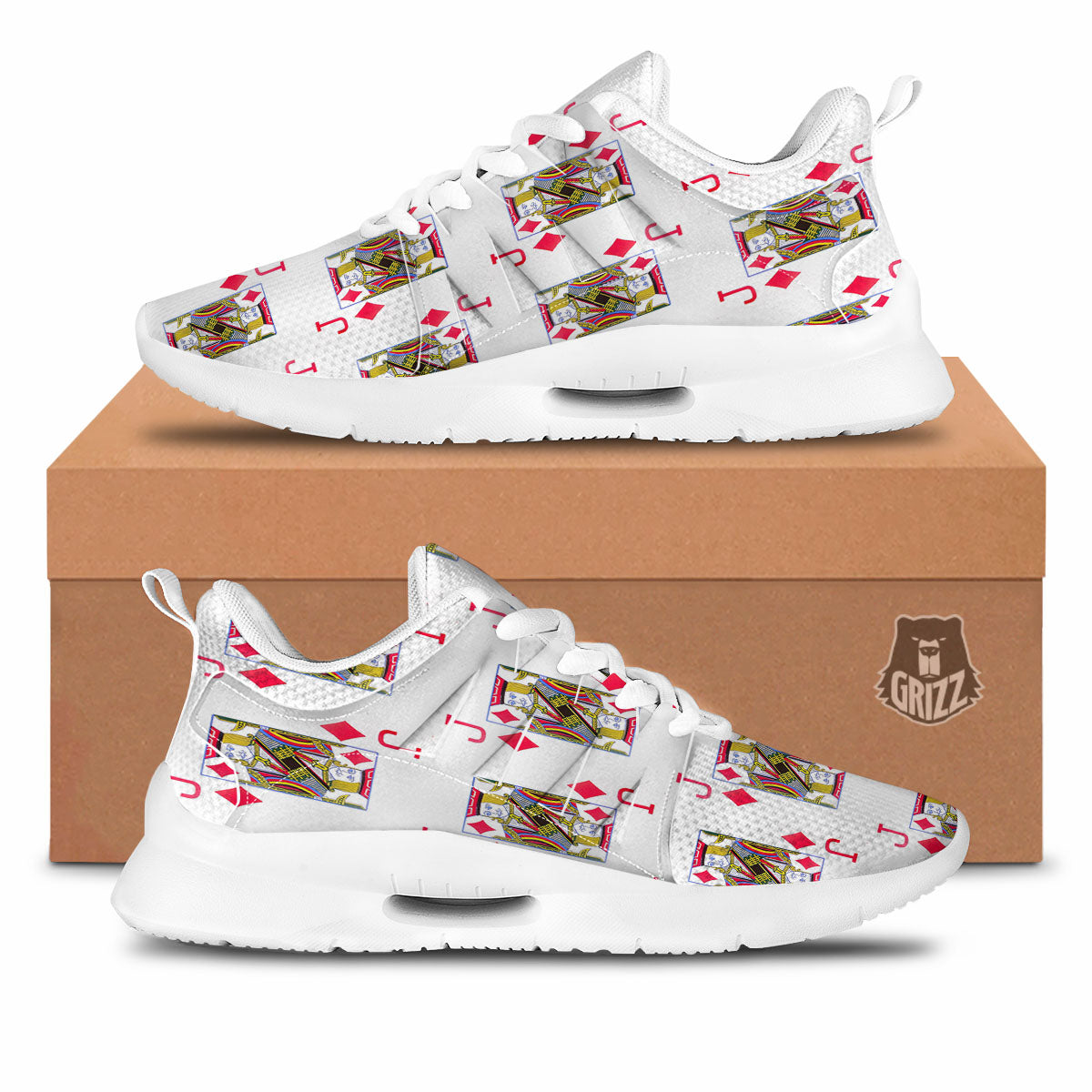Playing Card Jack Of Diamonds Print Pattern Tennis Shoes