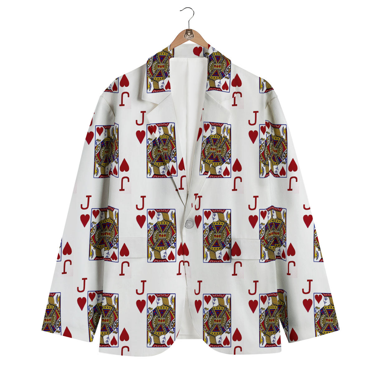 Playing Card Jack Of Hearts Print Pattern Men's Blazer
