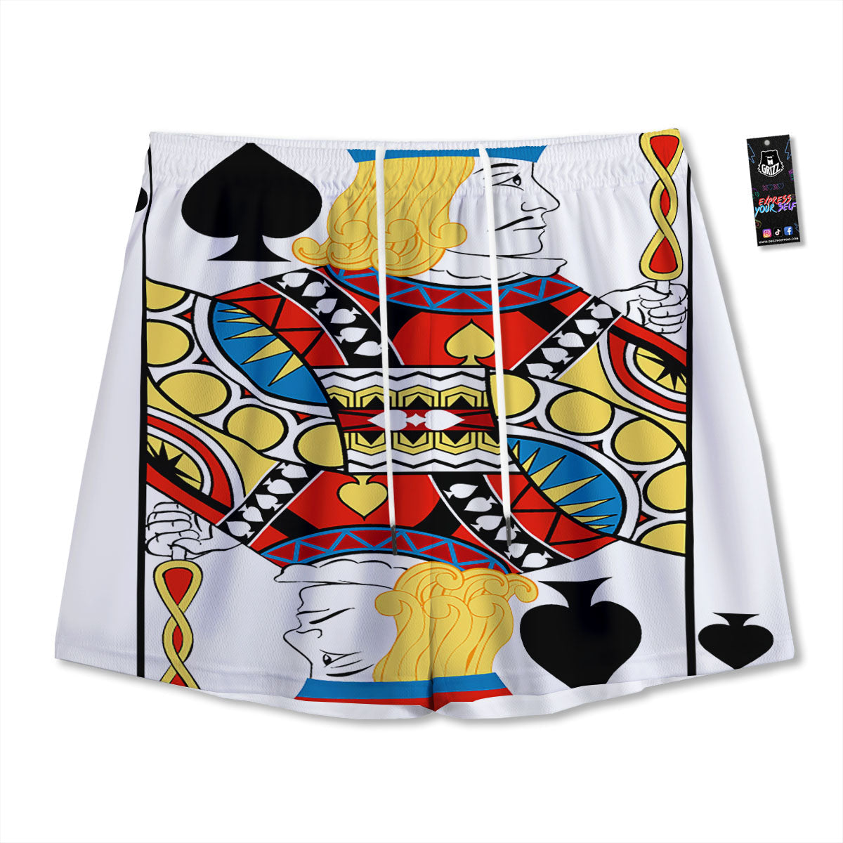 Playing Card Jack Of Spades Print Mesh Shorts