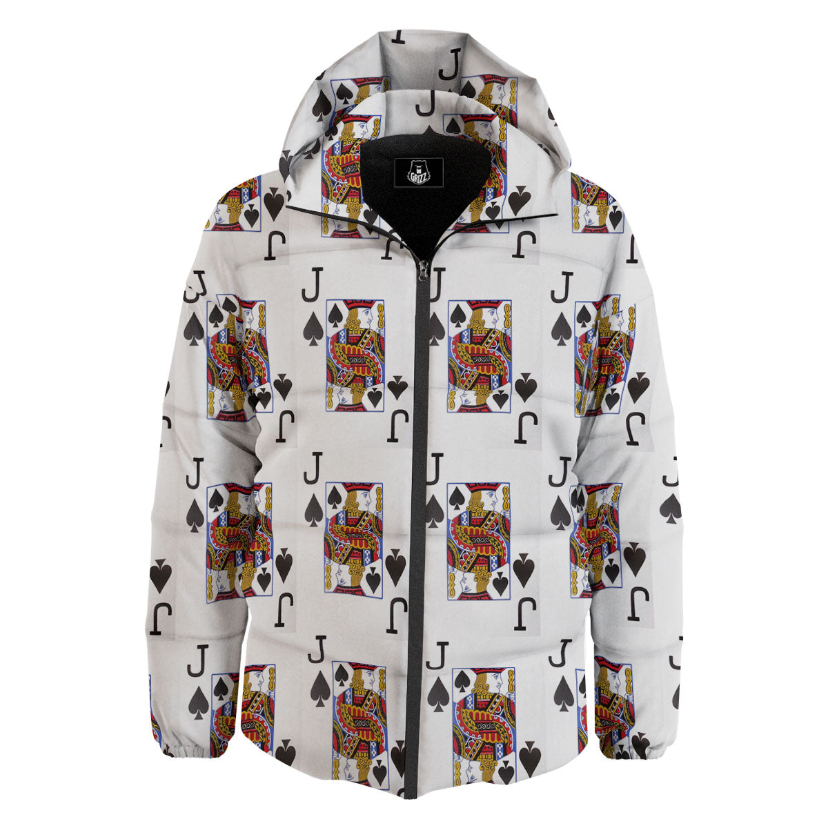 Playing Card Jack Of Spades Print Pattern Down Jacket