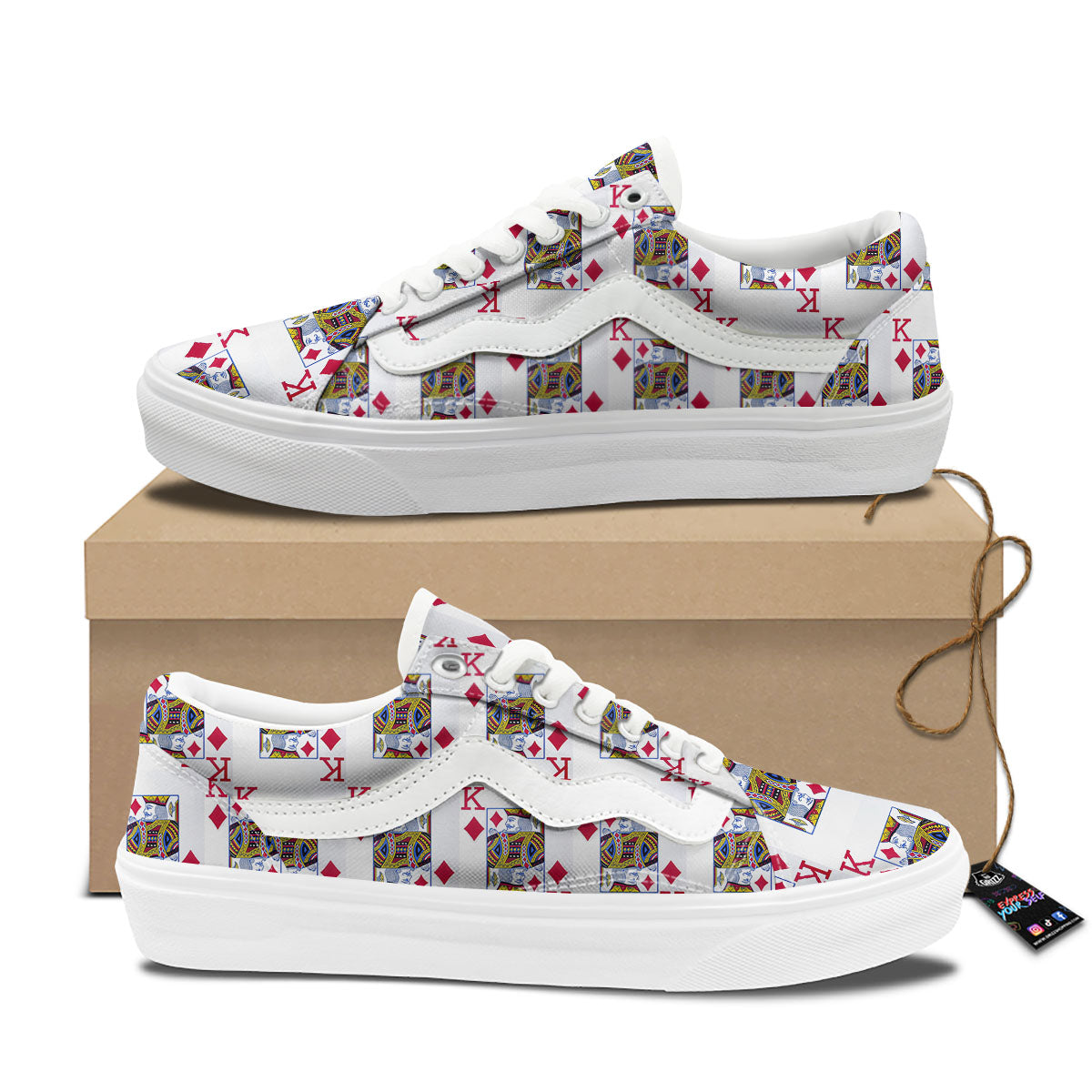 Playing Card King Of Diamonds Print Pattern Skate Shoes