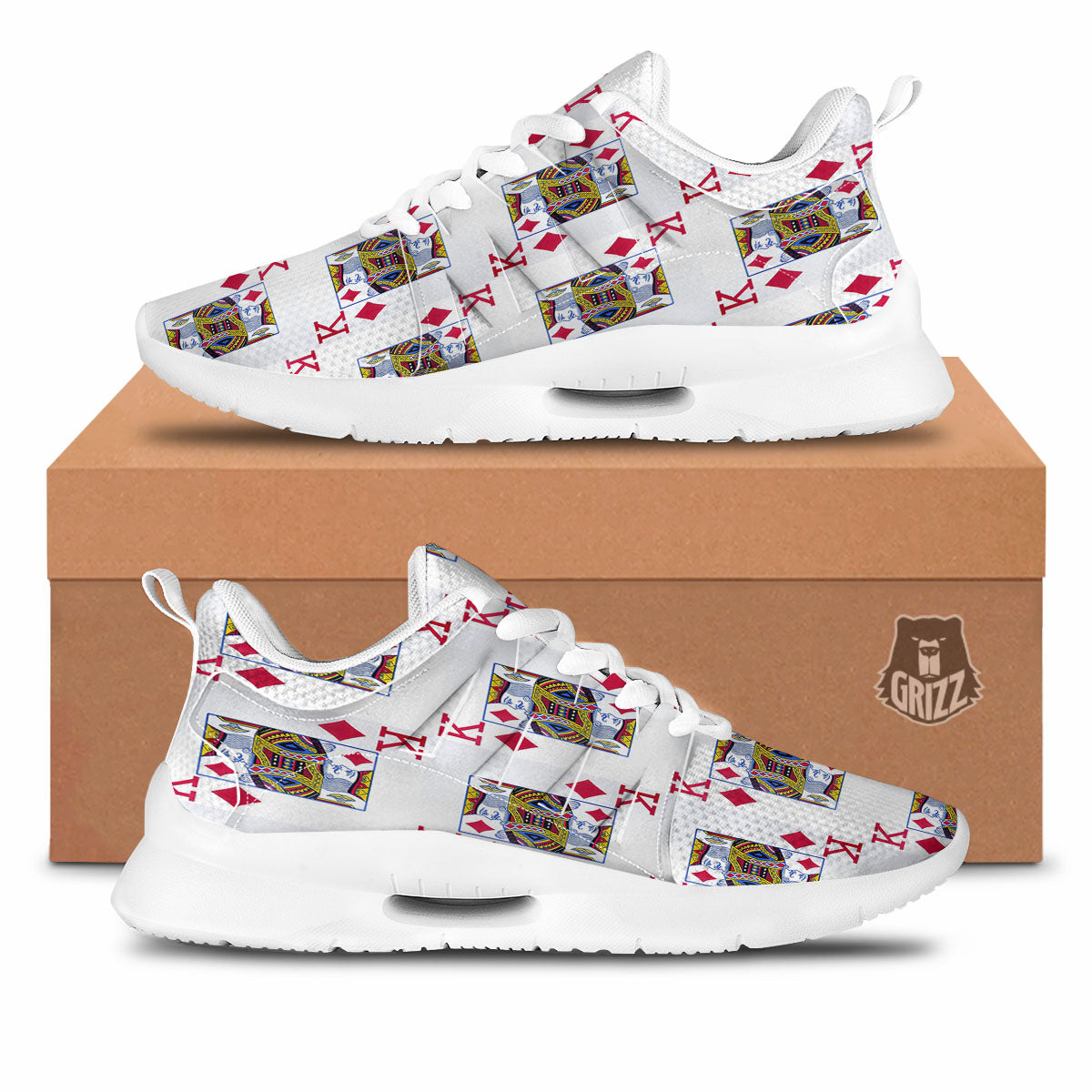 Playing Card King Of Diamonds Print Pattern Tennis Shoes