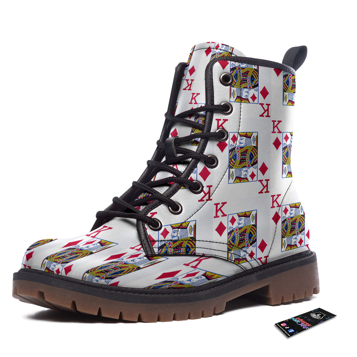 Playing Card King Of Diamonds Print Pattern Work Boots