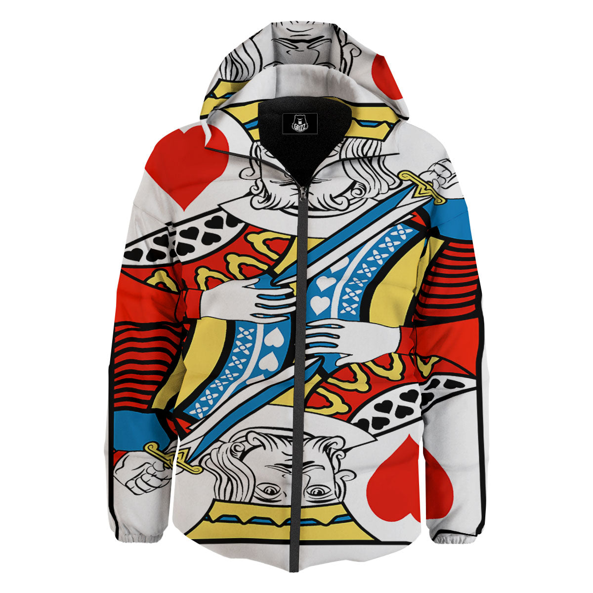 Playing Card King Of Hearts Print Down Jacket