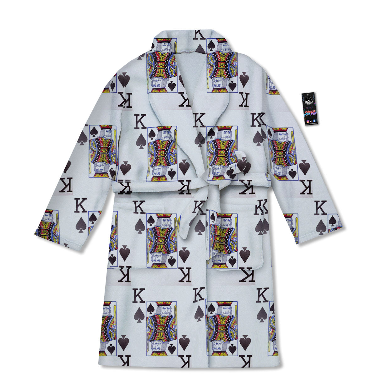 Playing Card King Of Spades Print Pattern Bathrobe