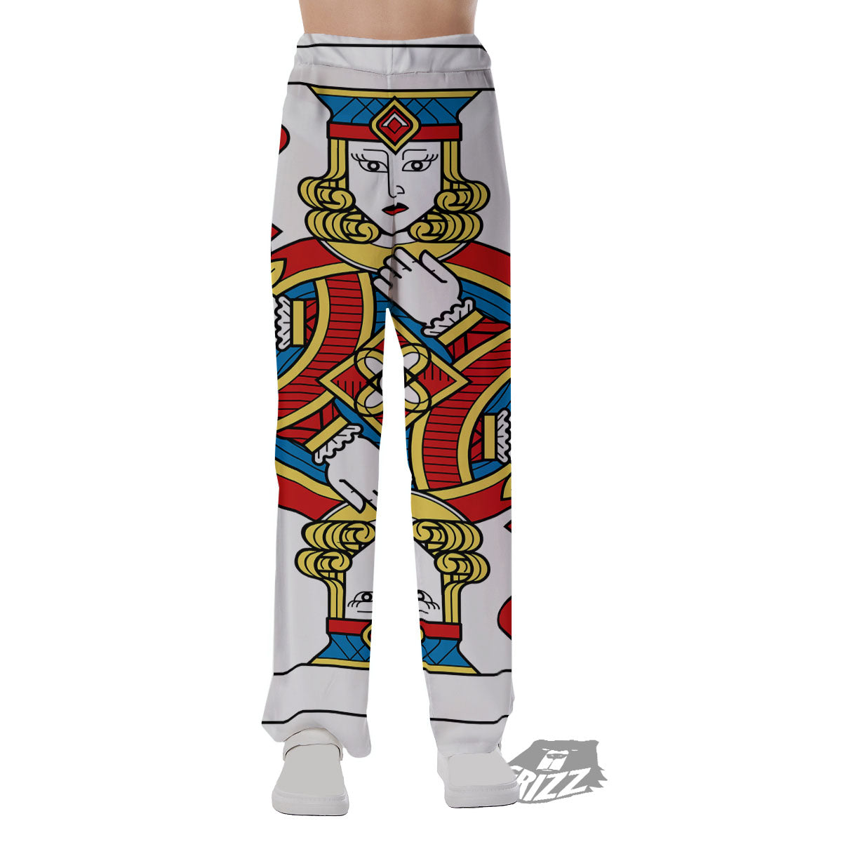 Playing Card Queen Of Diamonds Print Pajama Pants
