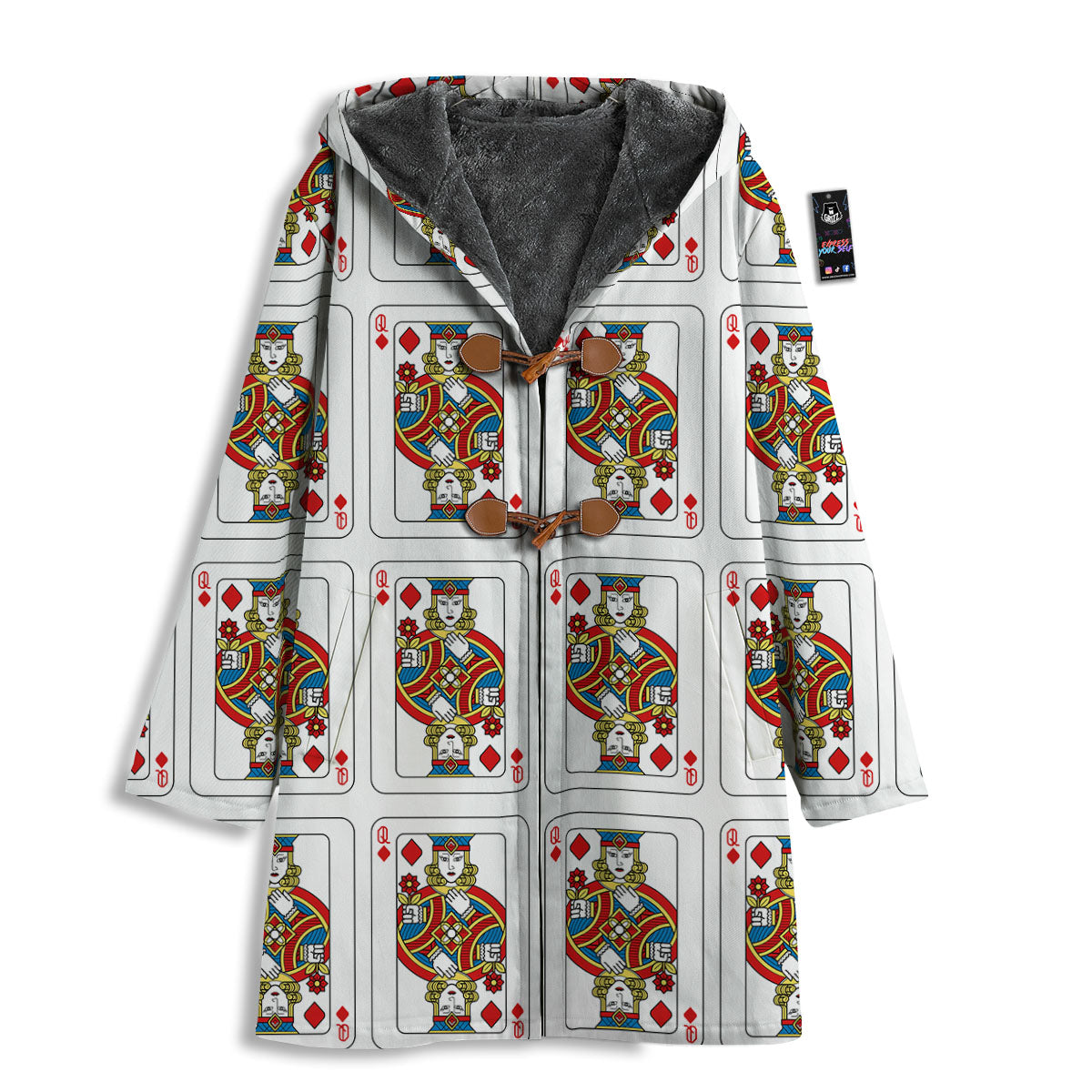 Playing Card Queen Of Diamonds Print Pattern Men's Windbreaker Jacket