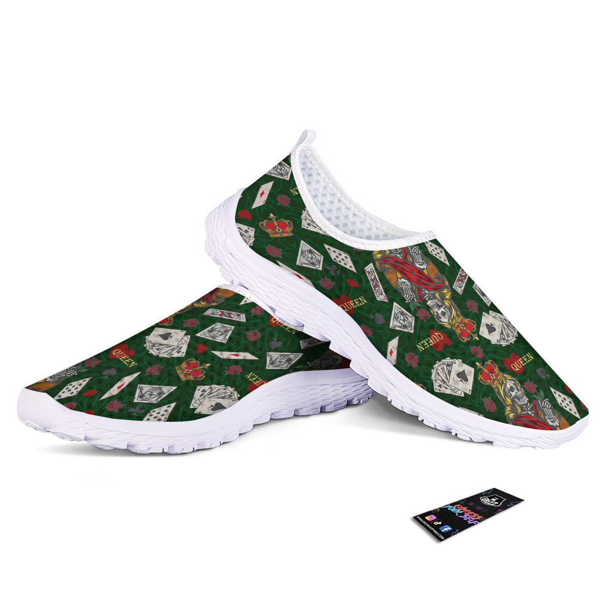Playing Card Queen Of Spades Print Pattern Nurse Shoes