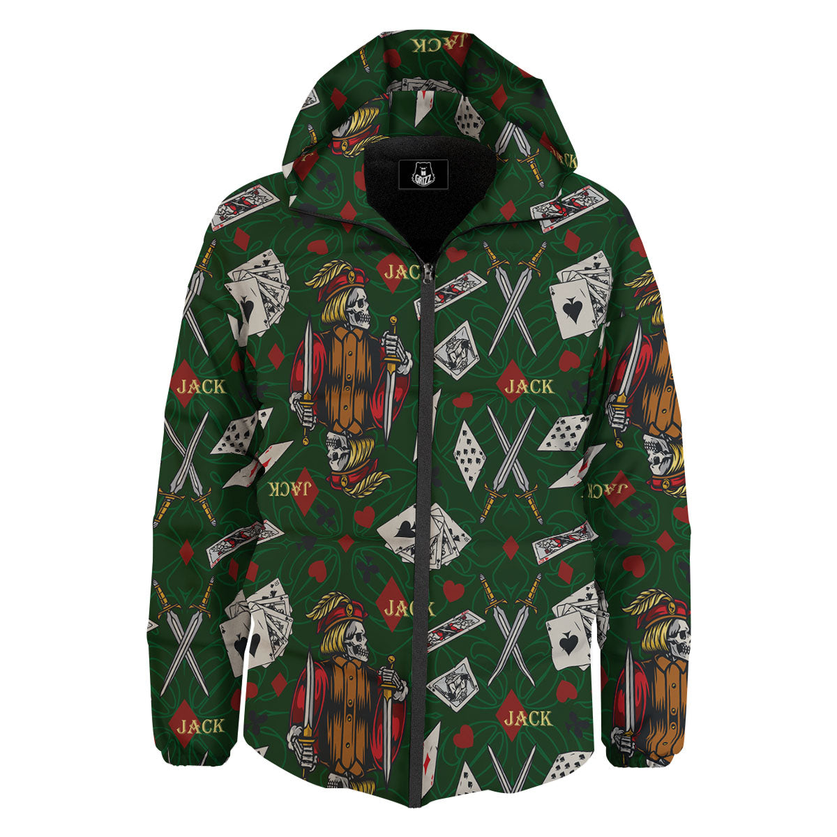 Playing Card Suits Poker Print Pattern Down Jacket