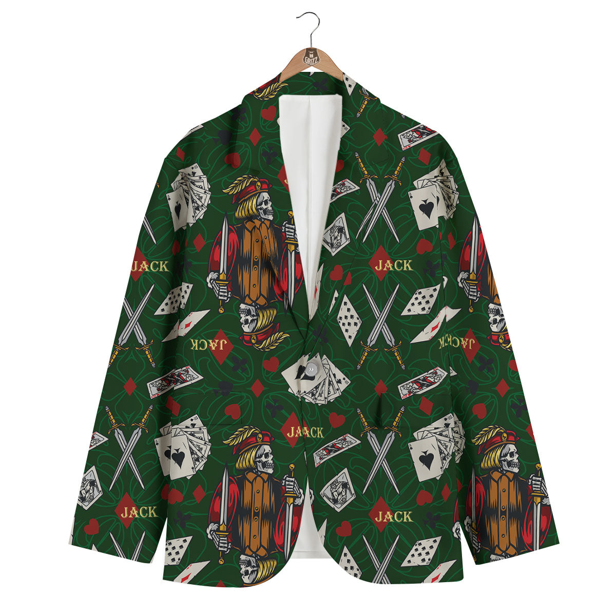 Playing Card Suits Poker Print Pattern Men's Blazer