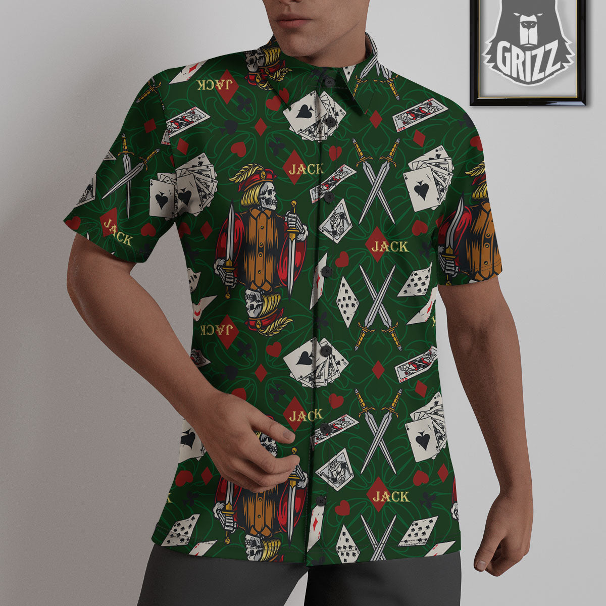 Playing Card Suits Poker Print Pattern Untucked Shirts