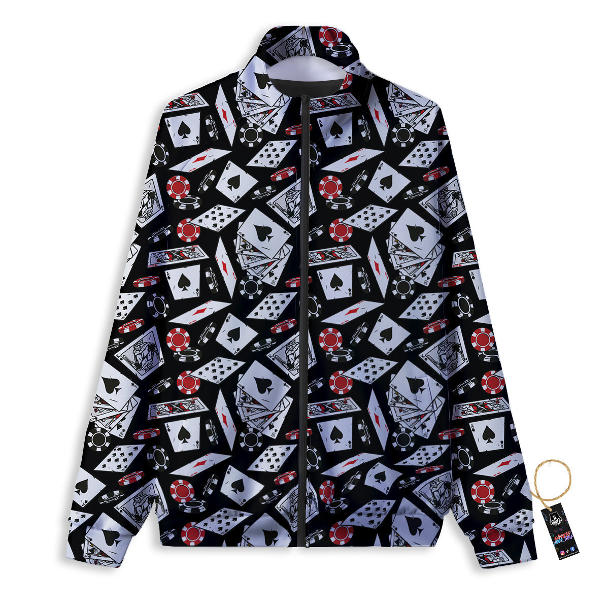 Playing Cards Ace Print Pattern Track Jacket