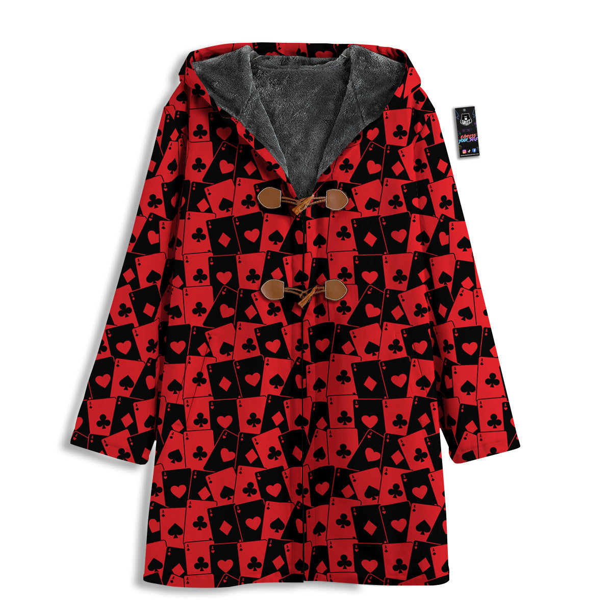 Playing Cards Black Red Print Pattern Men's Windbreaker Jacket