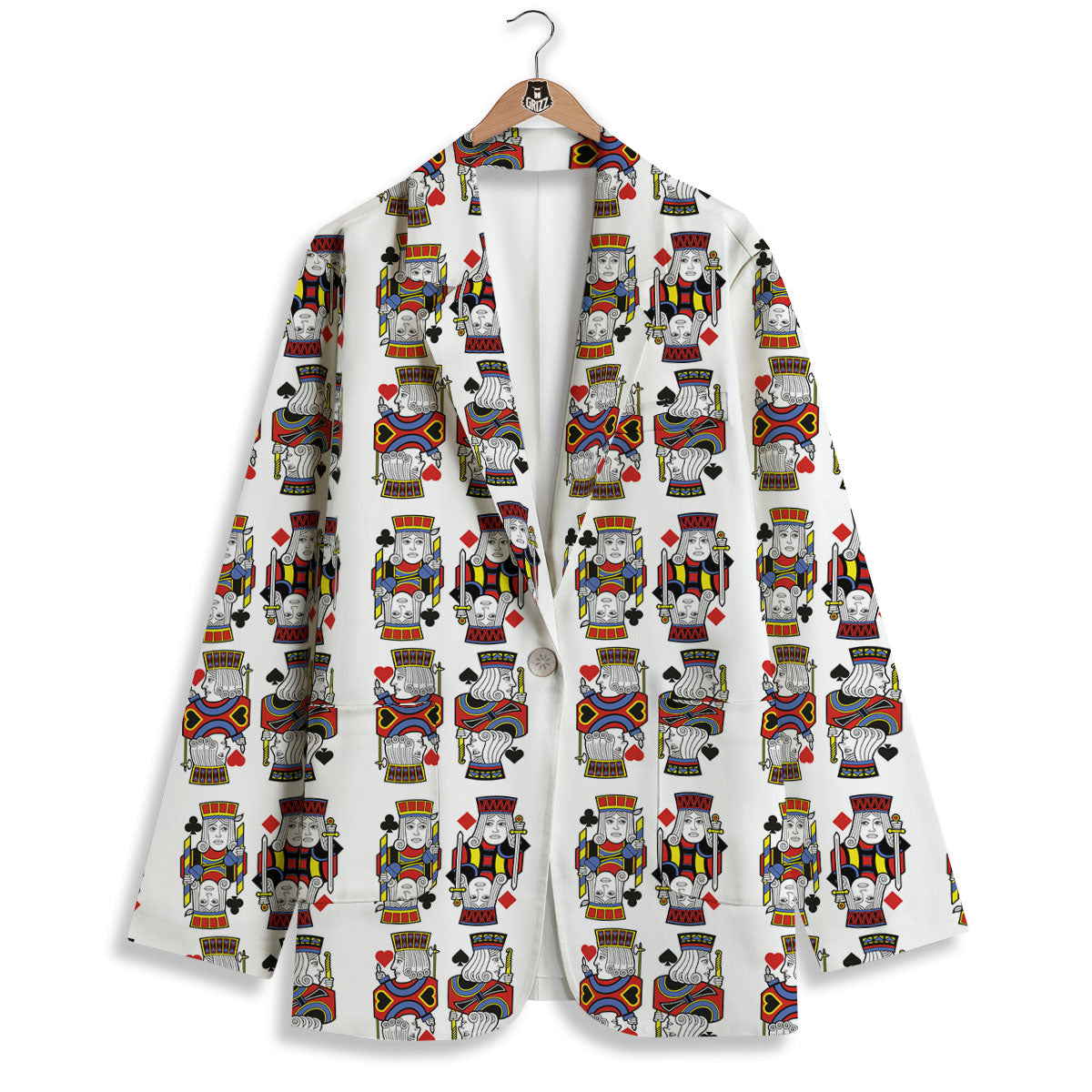 Playing Cards Four Jacks Print Pattern Women's Blazer