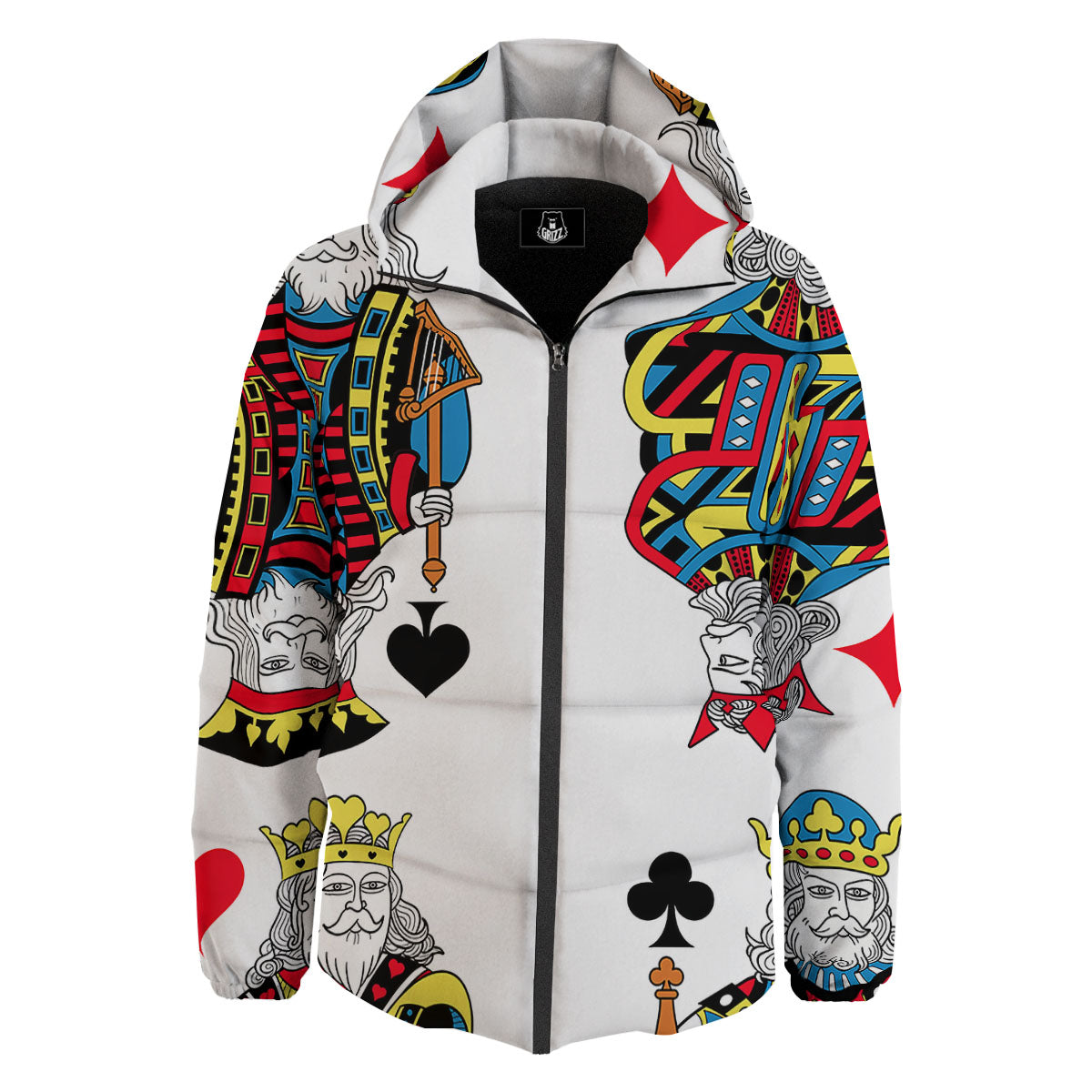 Playing Cards Four Kings Print Down Jacket