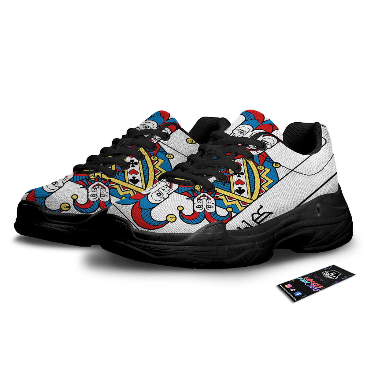Playing Cards Joker Print Black Chunky Shoes