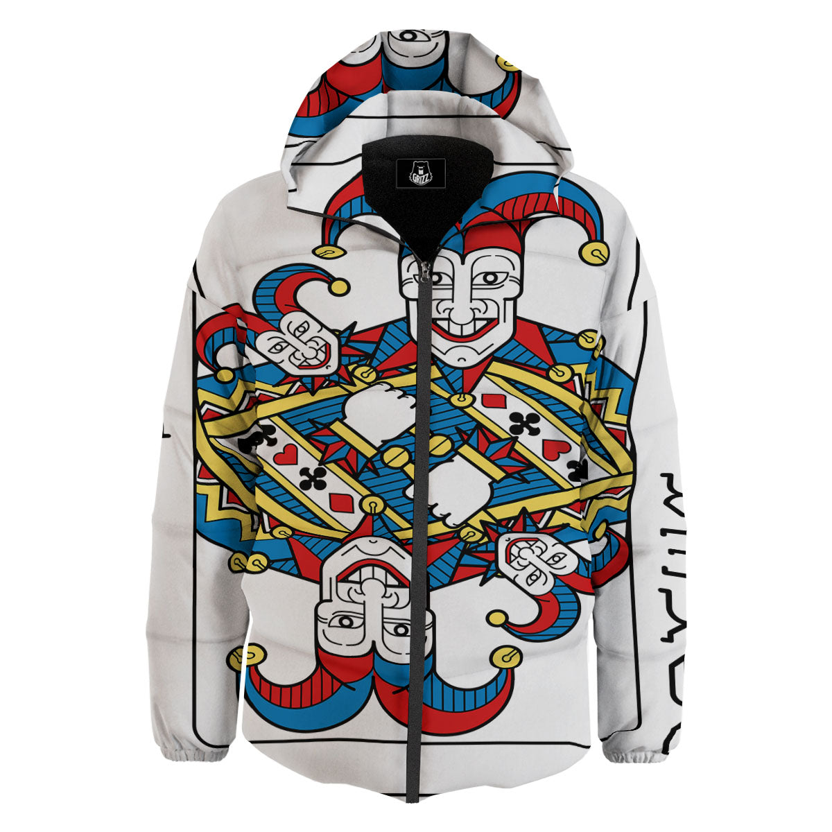 Playing Cards Joker Print Down Jacket